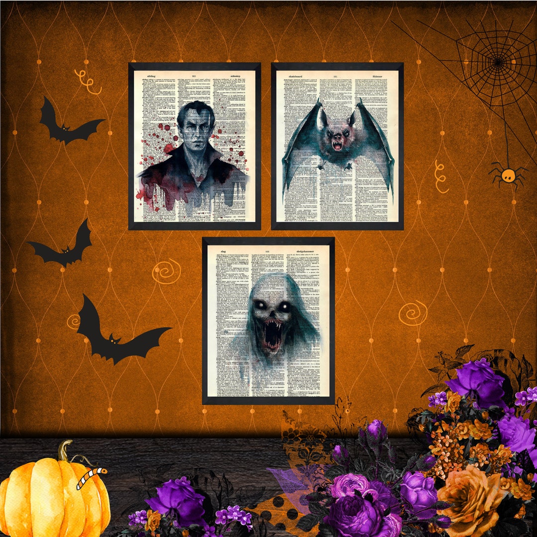 Halloween Dictionary Print, Unusual Wall Art, Monsters Decor, Monsters ...