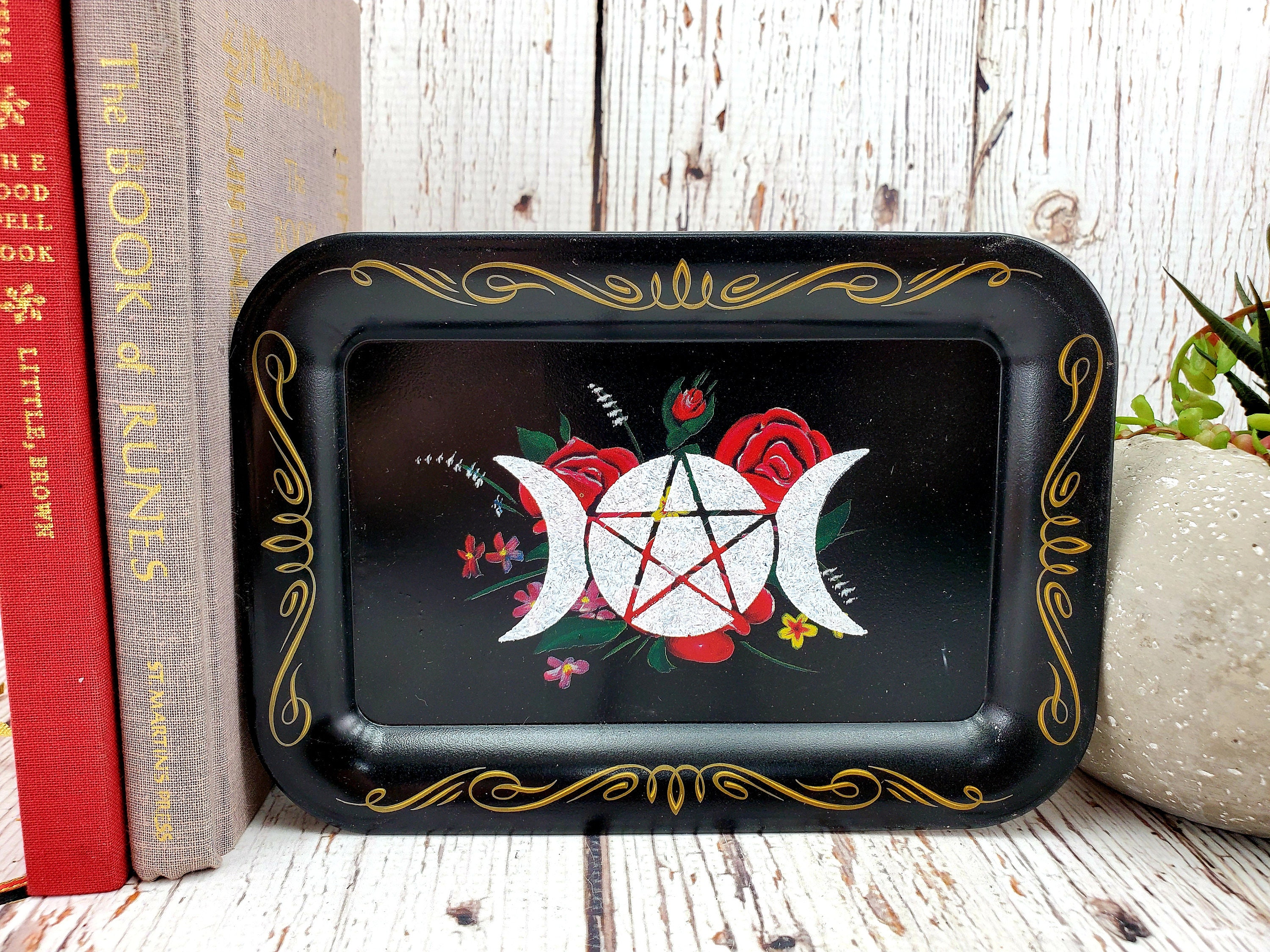 Vintage Magical Tray, Vintage Metal Tray, Wiccan Altar Supplies ...