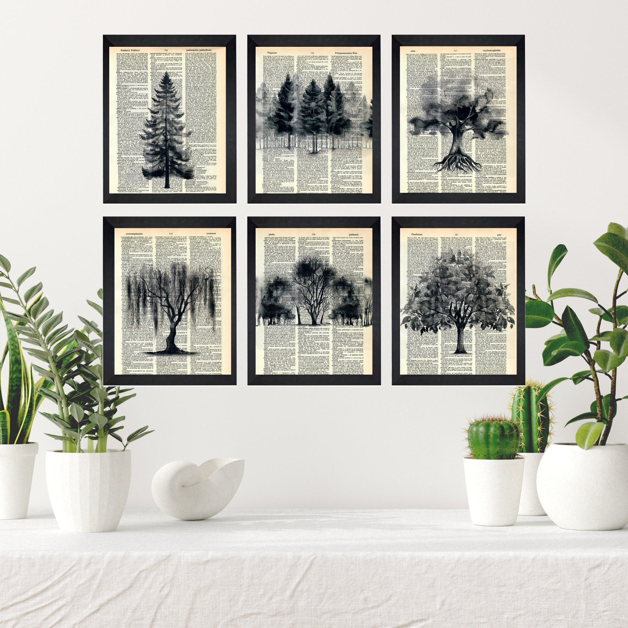 Tree Dictionary Print, Tree Wall Art, Tree Art Print, Tree Decor, Black ...