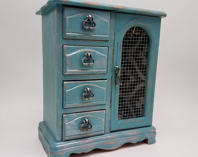 Rustic Blue Jewelry Box Chic Blue Jewelry Box Vintage Blue - Etsy