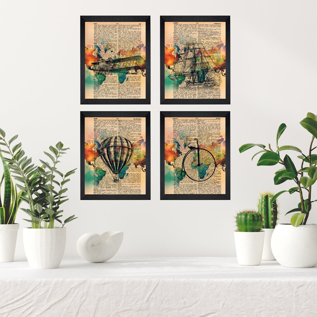 Hot Air Balloon Dictionary Print, Pirate Ship Wall Art, Hot Air Balloon ...