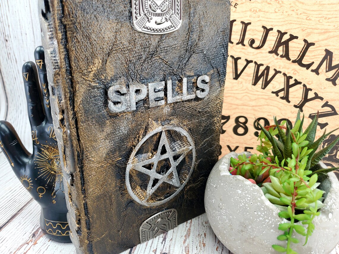 Scary Spells Book Prop, Gothic Decor, Witchy Decor, Halloween Books ...