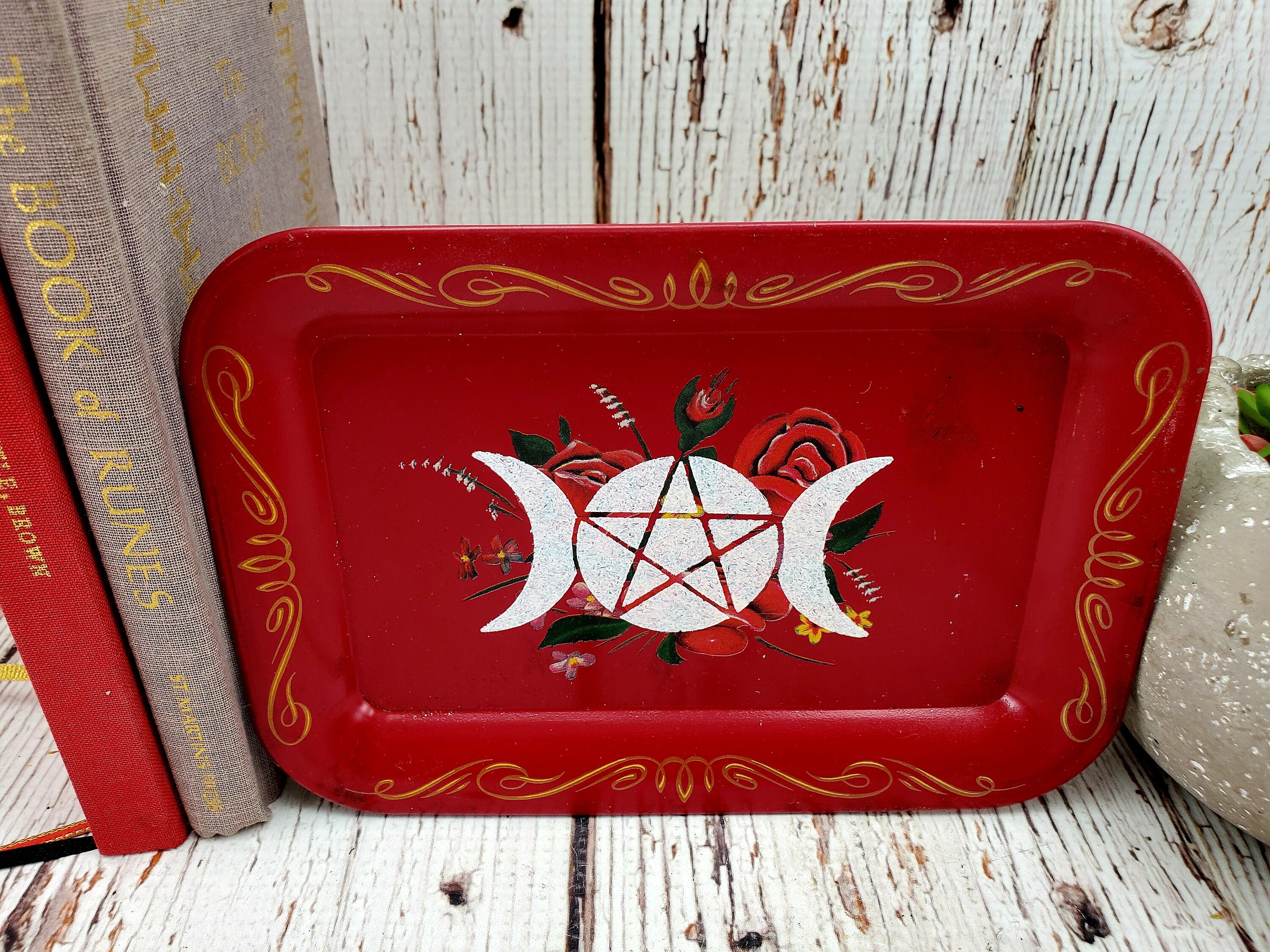 Vintage Magical Tray, Vintage Metal Tray, Wiccan Altar Supplies ...