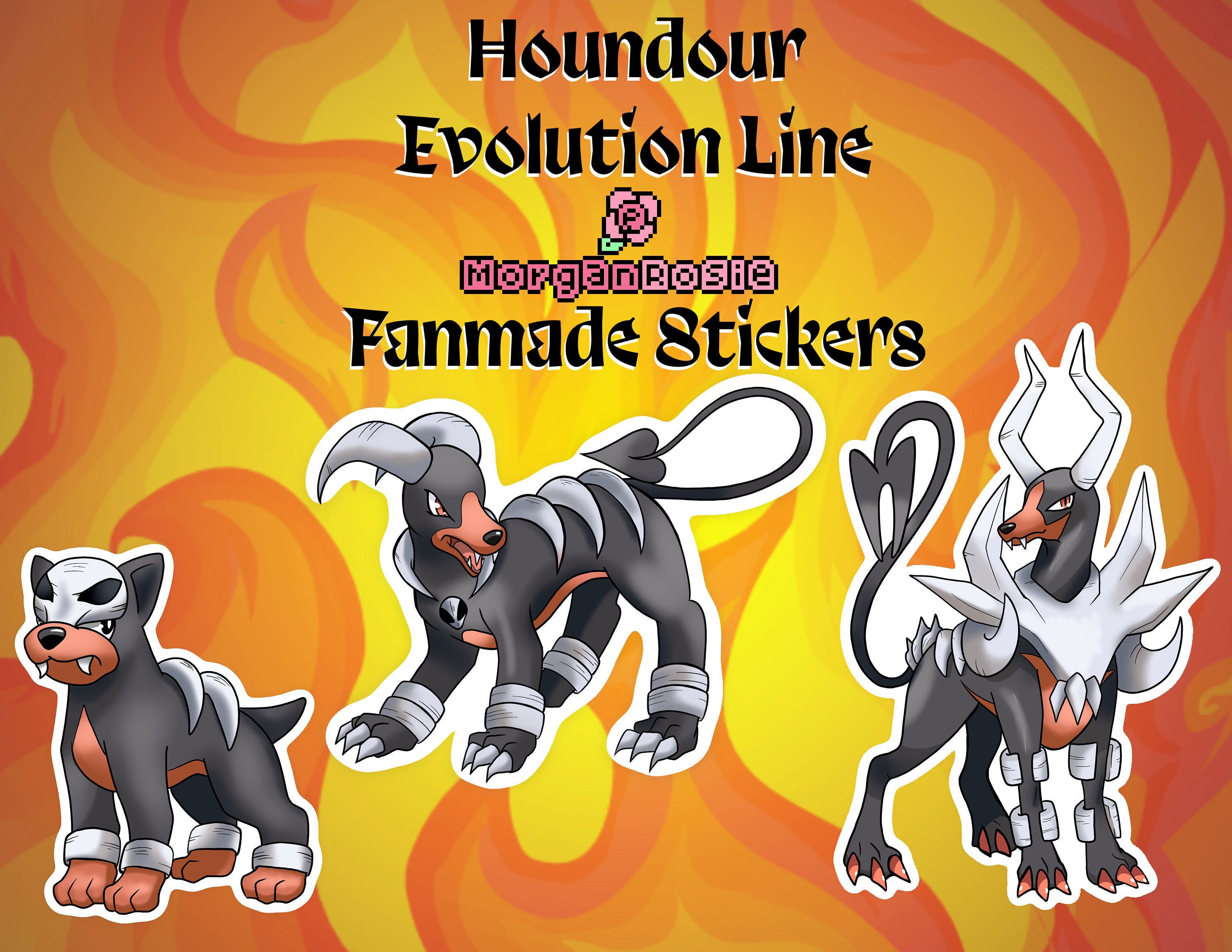 Houndour Evolution Line Inspired Stickers - Etsy