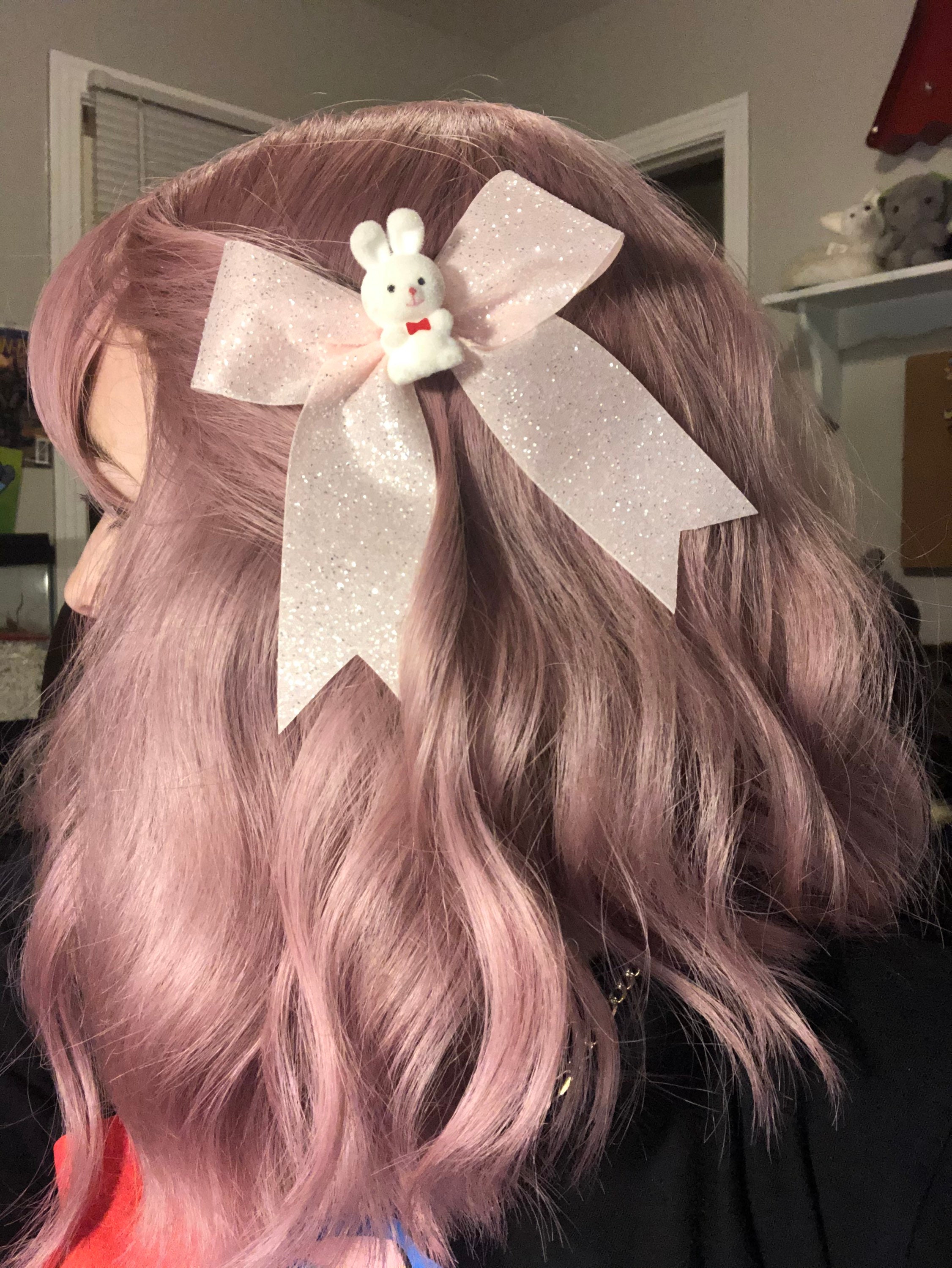 Pink Glitter Bunny Hair Bow - Etsy