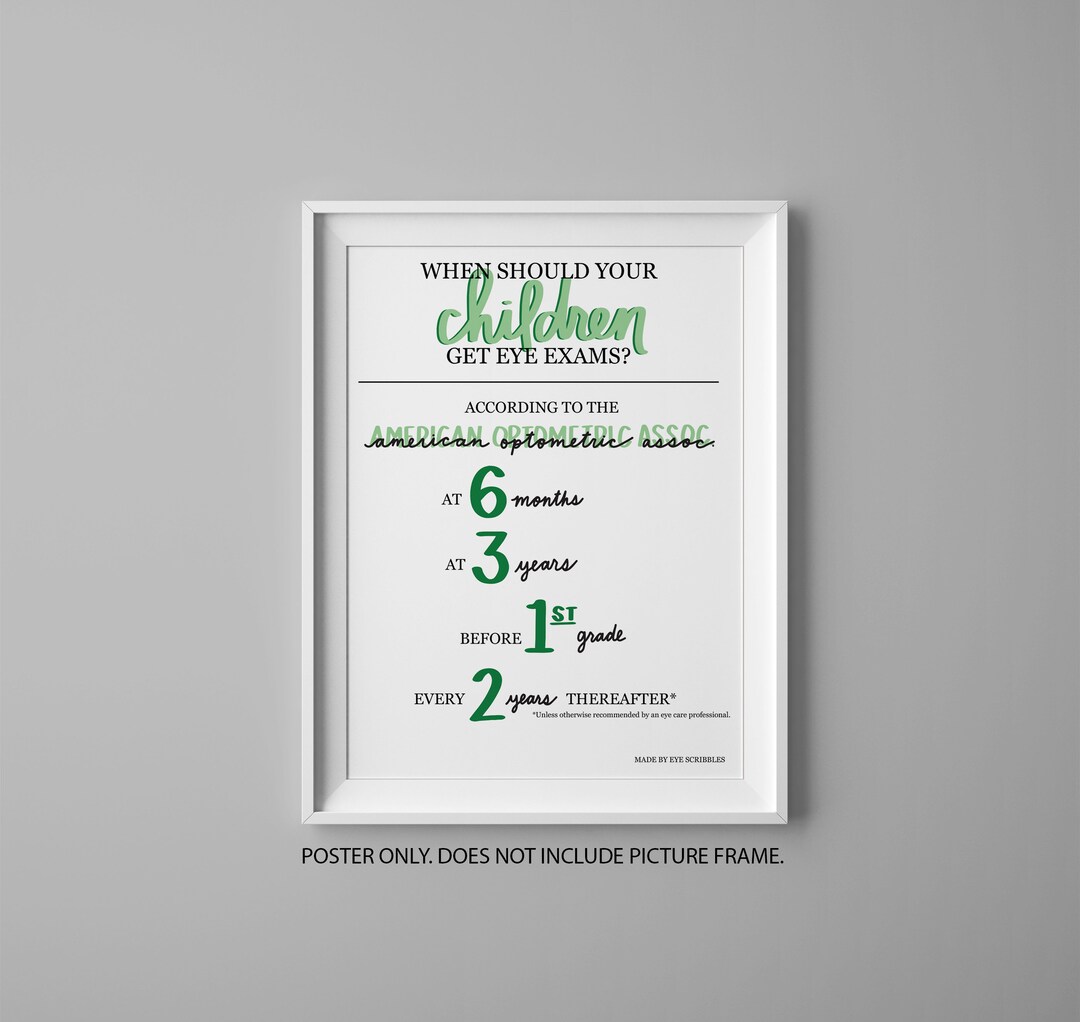 Child Eye Exam | Educational Optometry | Optometry Office Poster ...