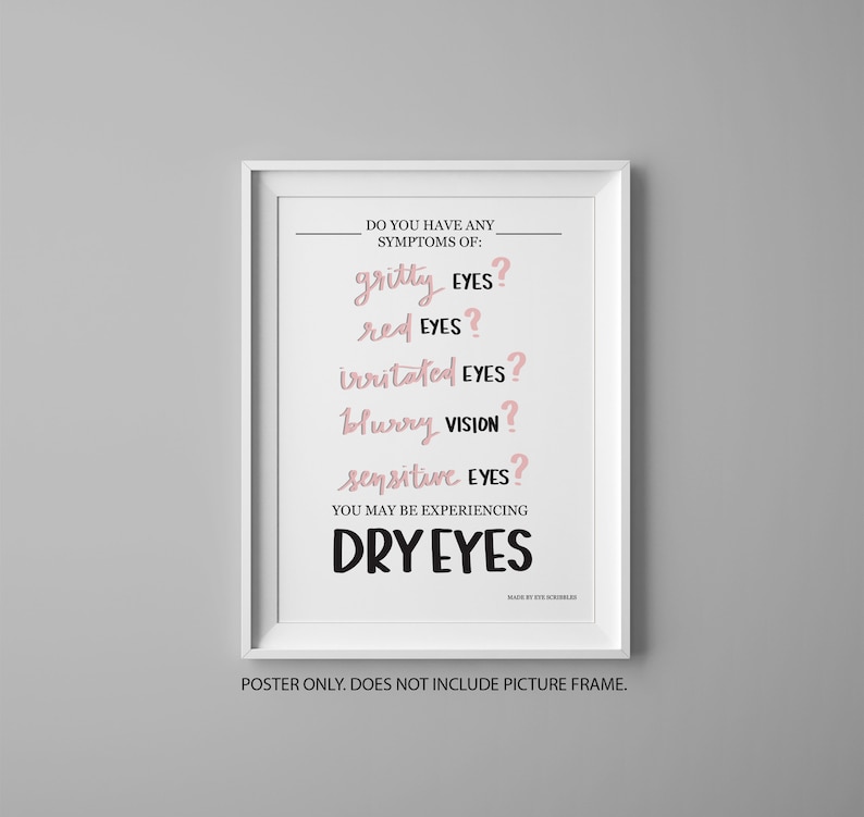 Dry Eye Symptoms Poster Dry Eye Wall Art Educational | Etsy Canada
