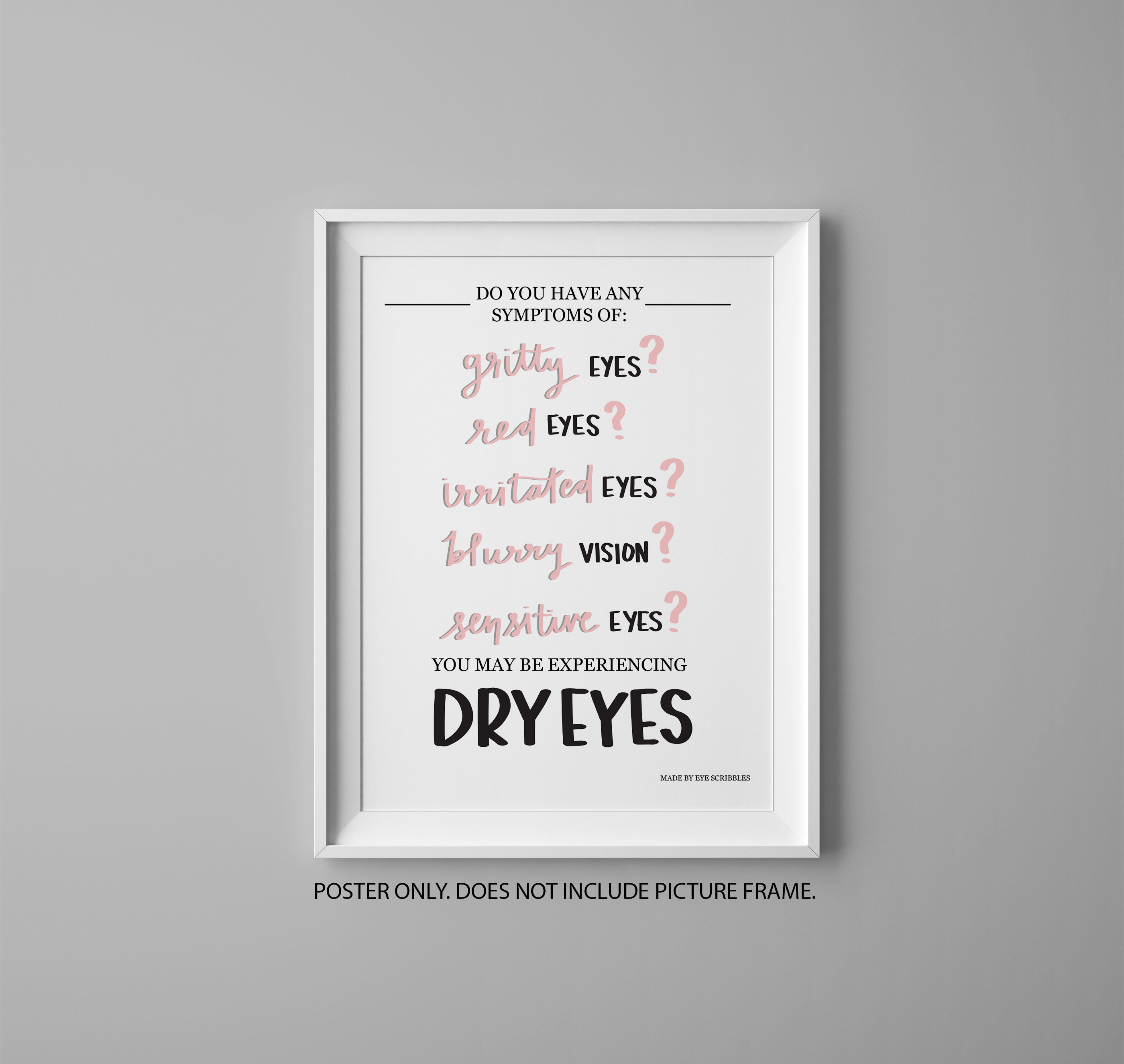 Dry Eye Symptoms Poster Dry Eye Wall Art Educational | Etsy Canada