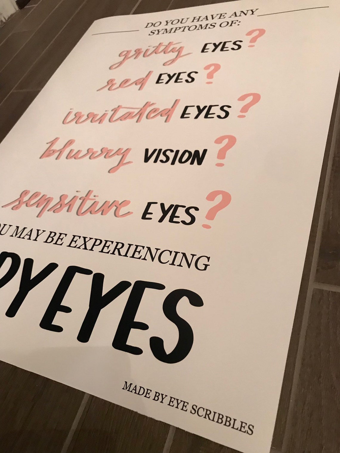 Dry Eye Symptoms Poster Dry Eye Wall Art Educational - Etsy Canada