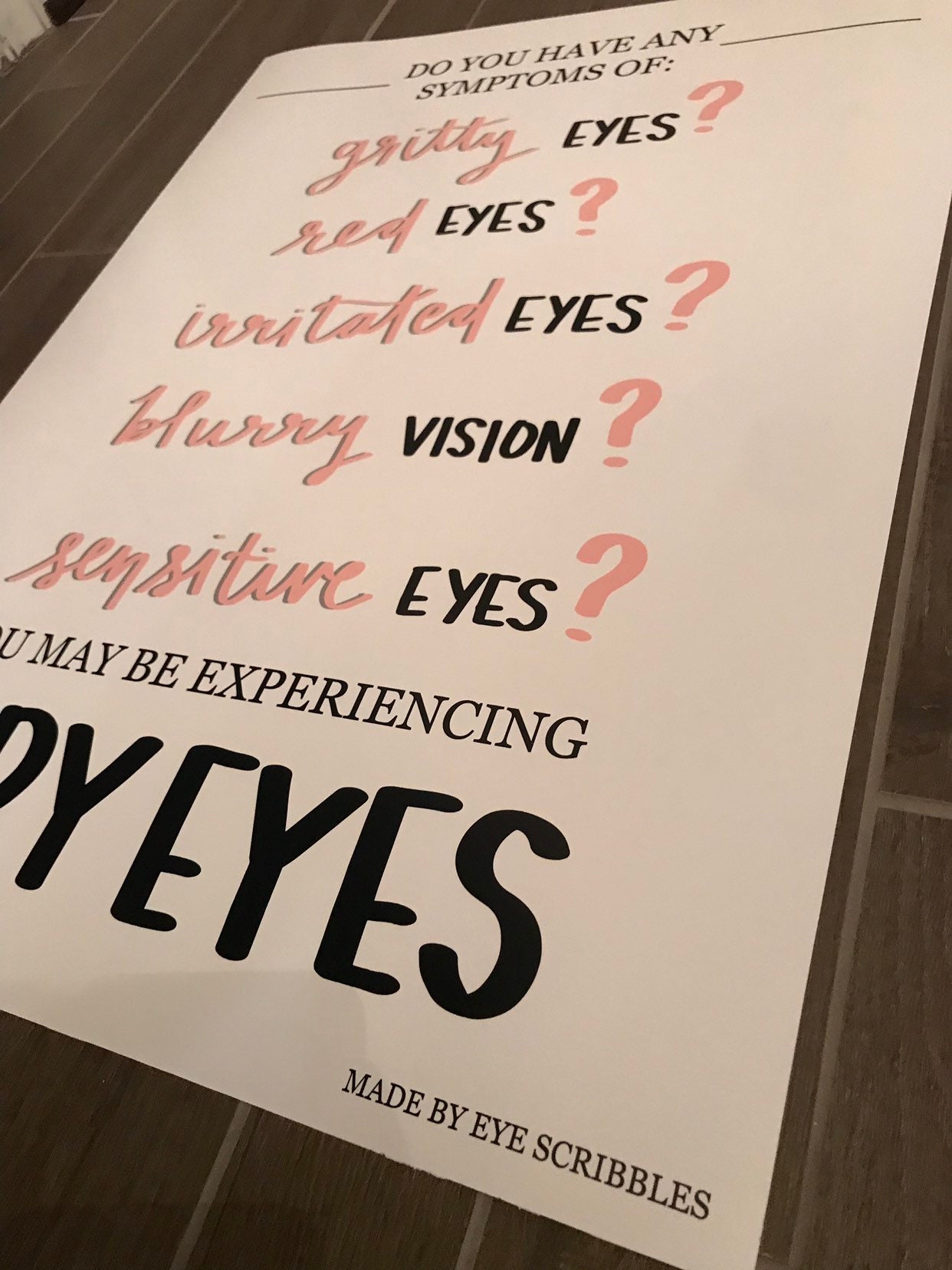 Dry Eye Symptoms Poster Dry Eye Wall Art Educational | Etsy Canada