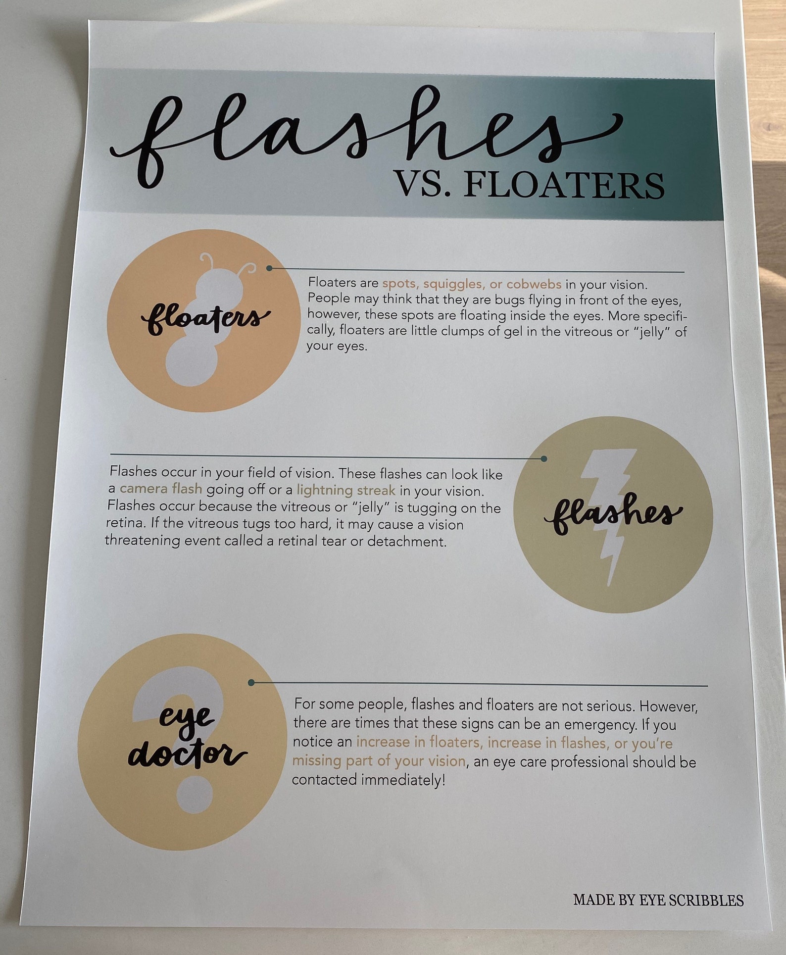 Flashes Vs. Floaters Poster Educational Optometry Poster | Etsy