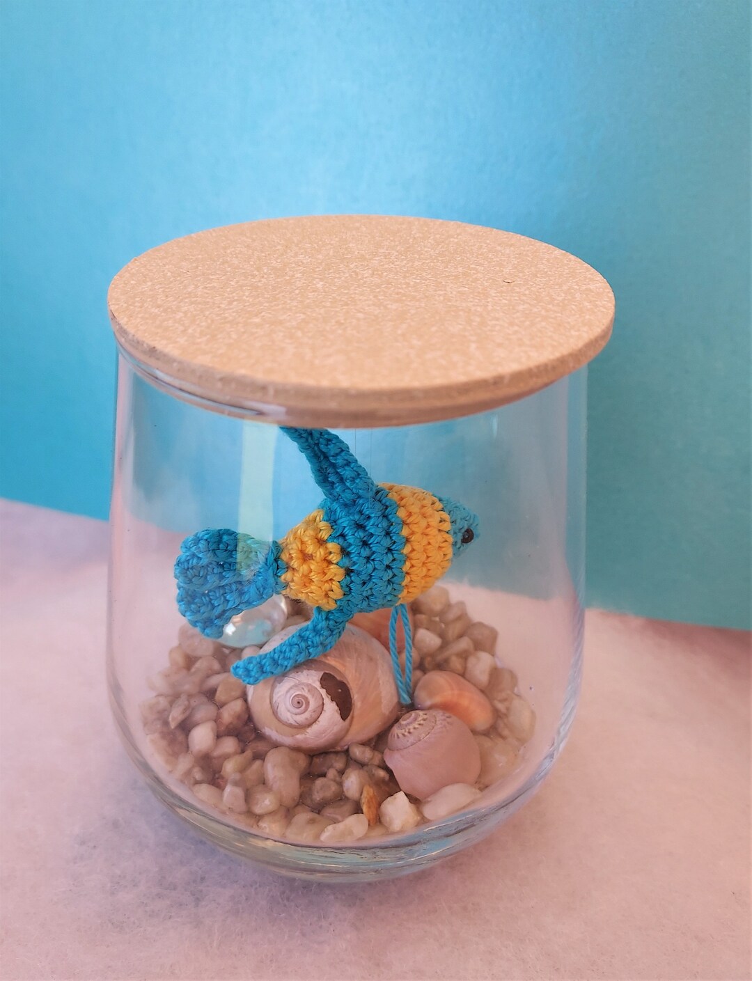 Fish in a Jar, Crochet Mini Fish, No Flush Fish, Angel Fish Ornament ...