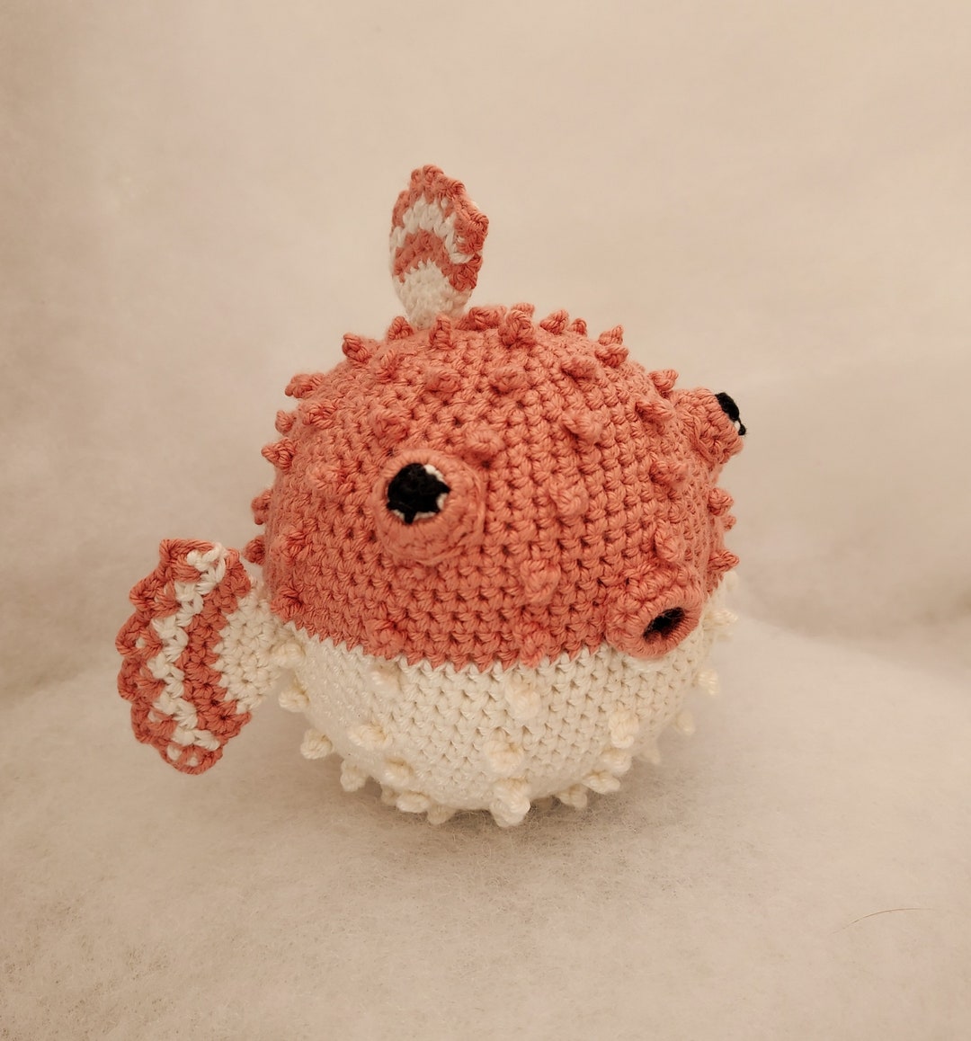 Handmade Crochet Puffer Fish, Peach and Cream, Soft Plush Toy - Etsy