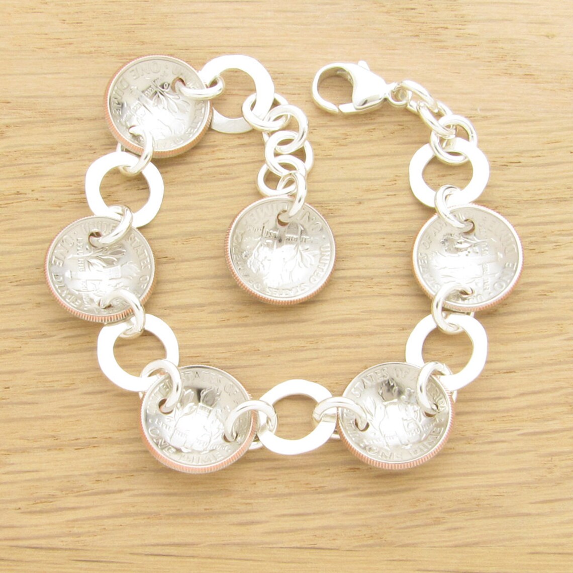 1985 US Dime Bracelet With Silver Rings Celebrating 35 Years - Etsy