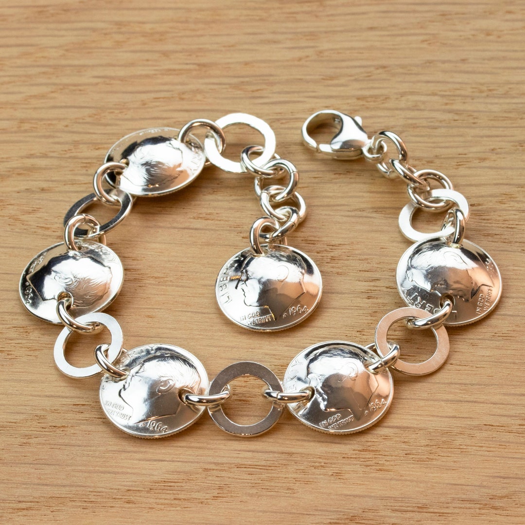1965 US Dime Bracelet With Silver Rings, Celebrating a Birthday ...