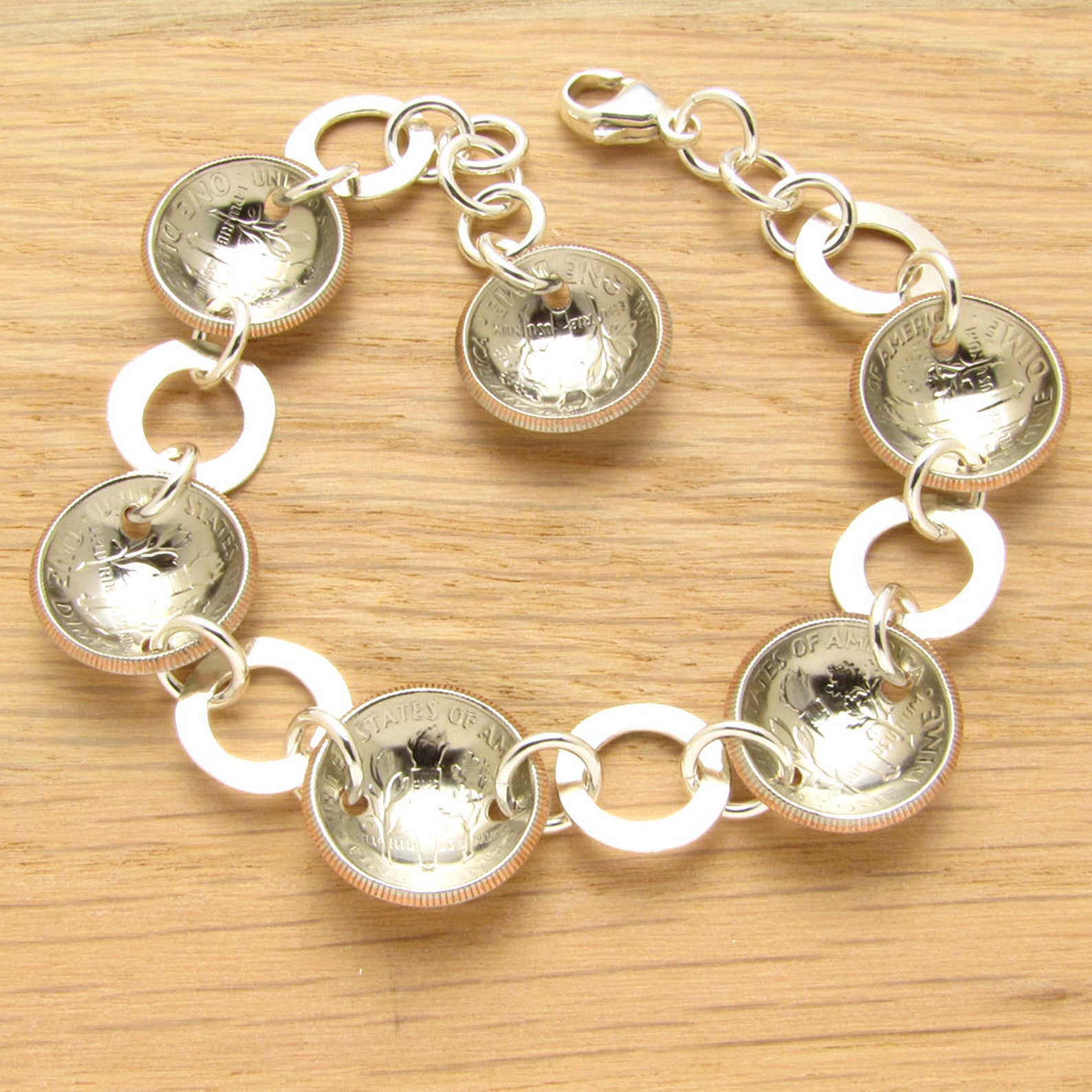 1966 US Dime Bracelet With Silver Rings Celebrating 55 Years - Etsy