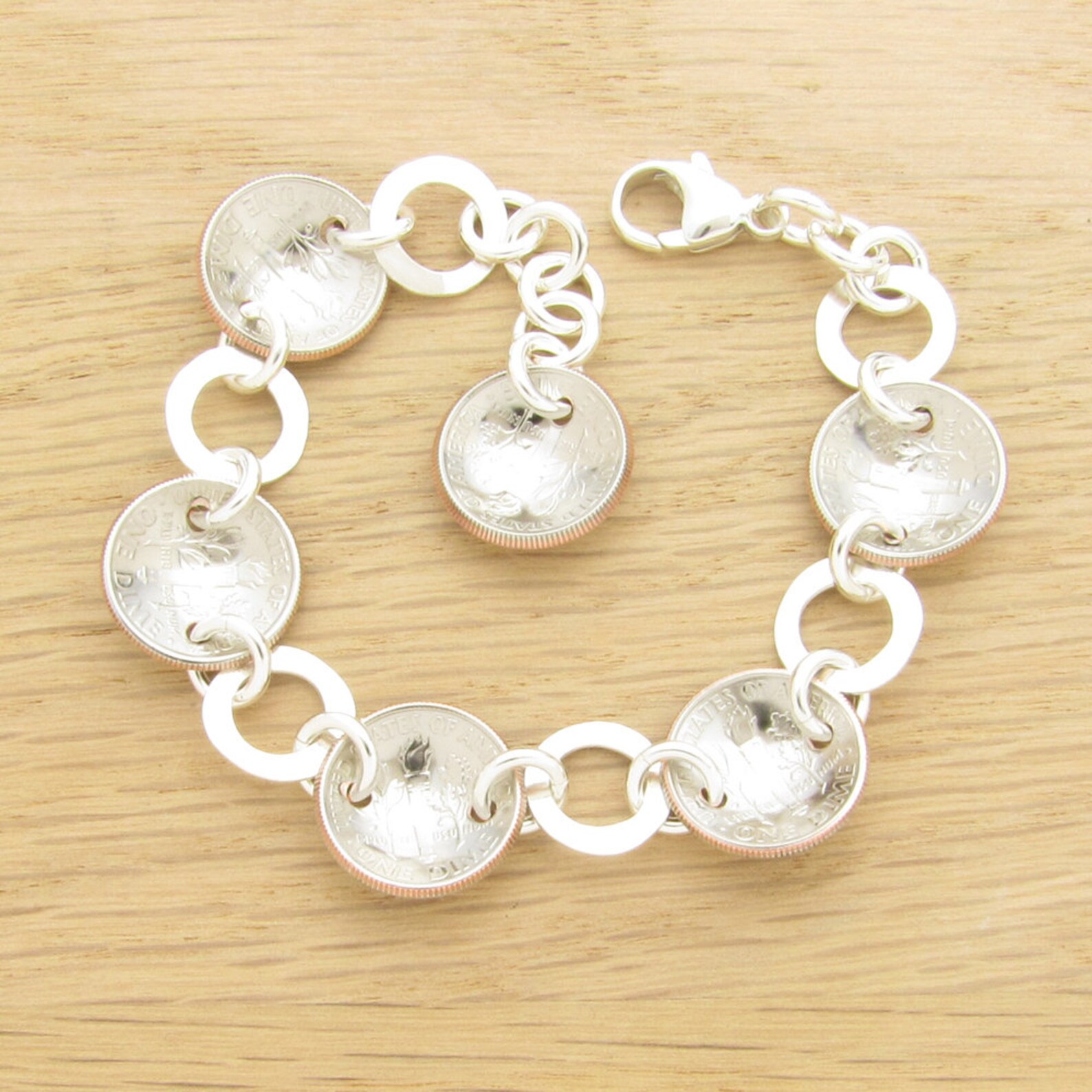 1999 US Dime Bracelet With Silver Rings Celebrating 20 Years - Etsy
