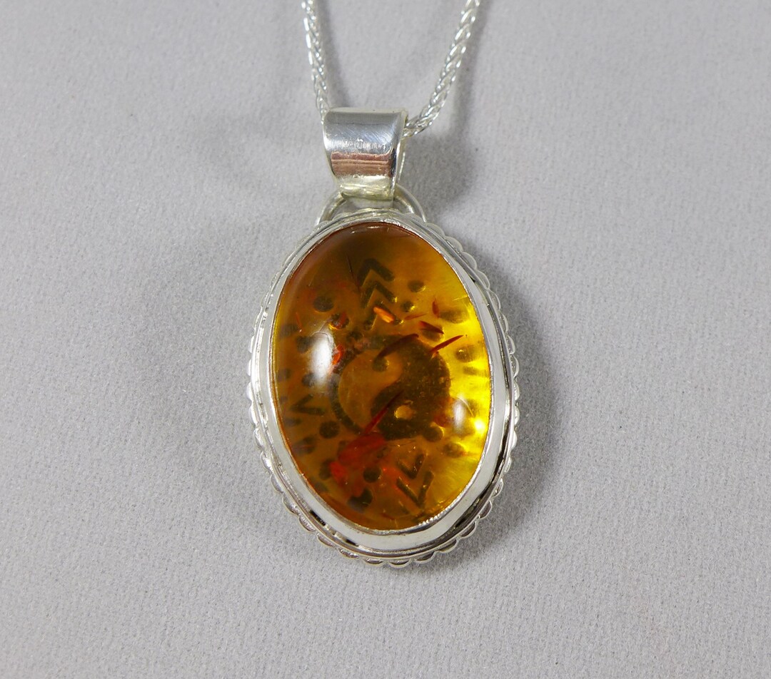 Amber Yin Yang Necklace, Sterling Silver - Etsy