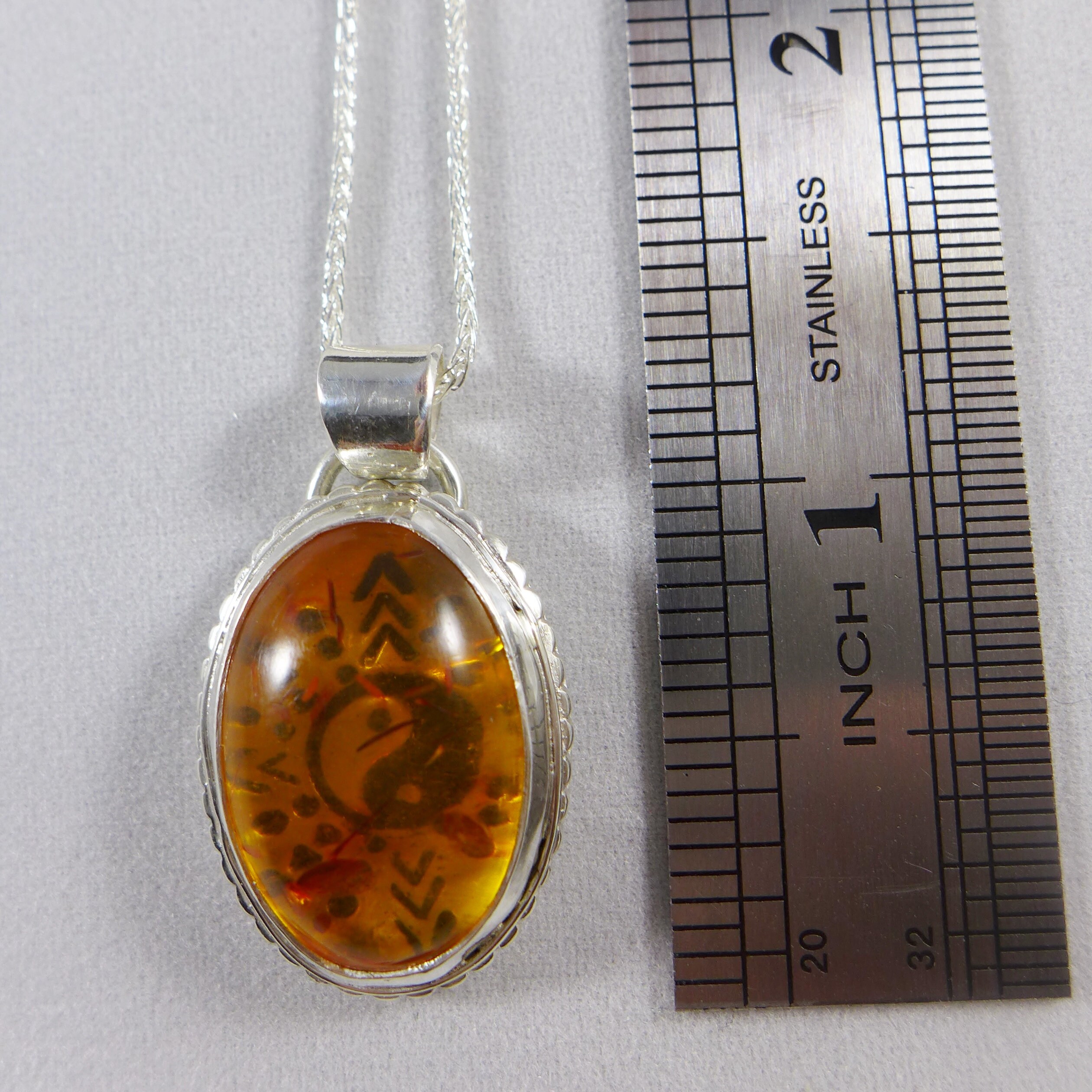Amber Yin Yang Necklace, Sterling Silver - Etsy