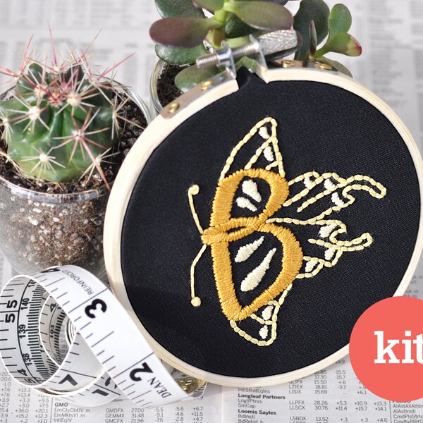 Butterfly Initial Embroidery - Etsy