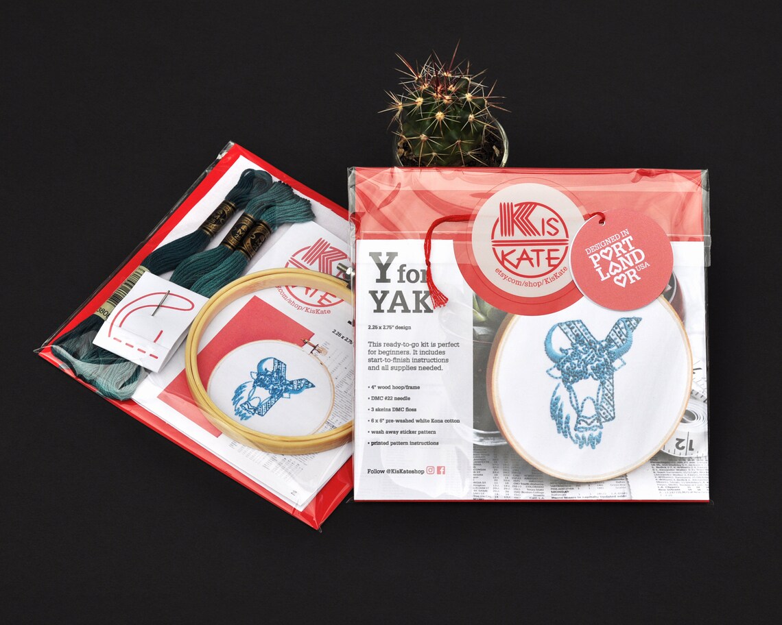 Y for Yak Beginner Hand Embroidery Kit Y Monogram Modern - Etsy