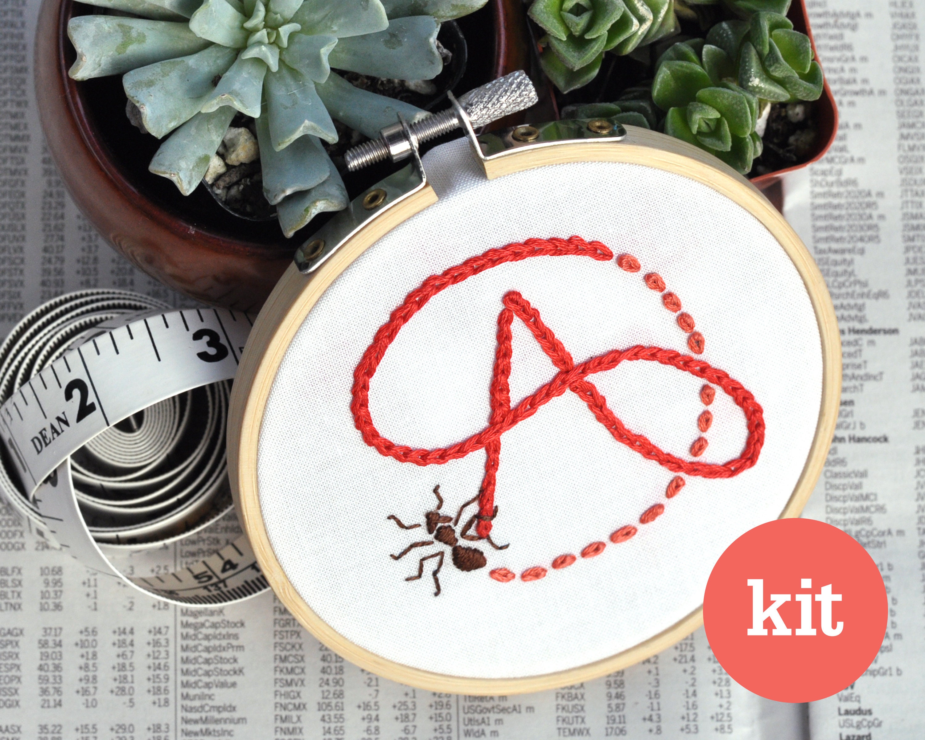 A for Ant Beginner Hand Embroidery Kit A Initial Monogram - Etsy