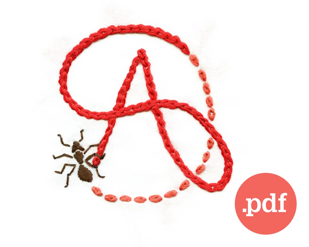 A for Ant • Hand Embroidery Pdf Pattern • A Monogram Patch • DIY Stitch ...