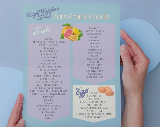 Weight Watchers Zero Smart Points Food List Printable - Etsy