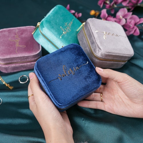 Italian Velvet Personalized Jewelry Box Inside Suede - Etsy