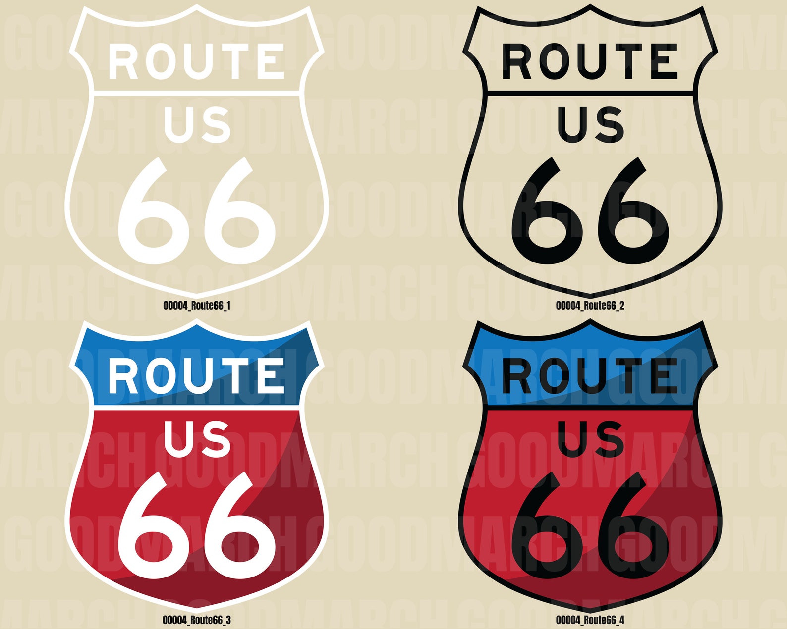 Historic Route 66 Sign .svg .eps .png . Jpeg Vector Artwork for Digital ...