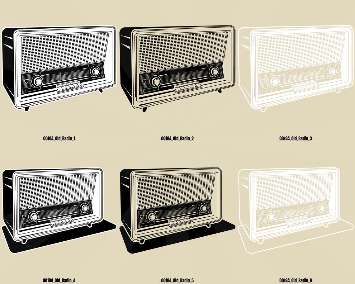 Antique Vintage Transistor Radio Set Art Logo .svg .png Vector for ...