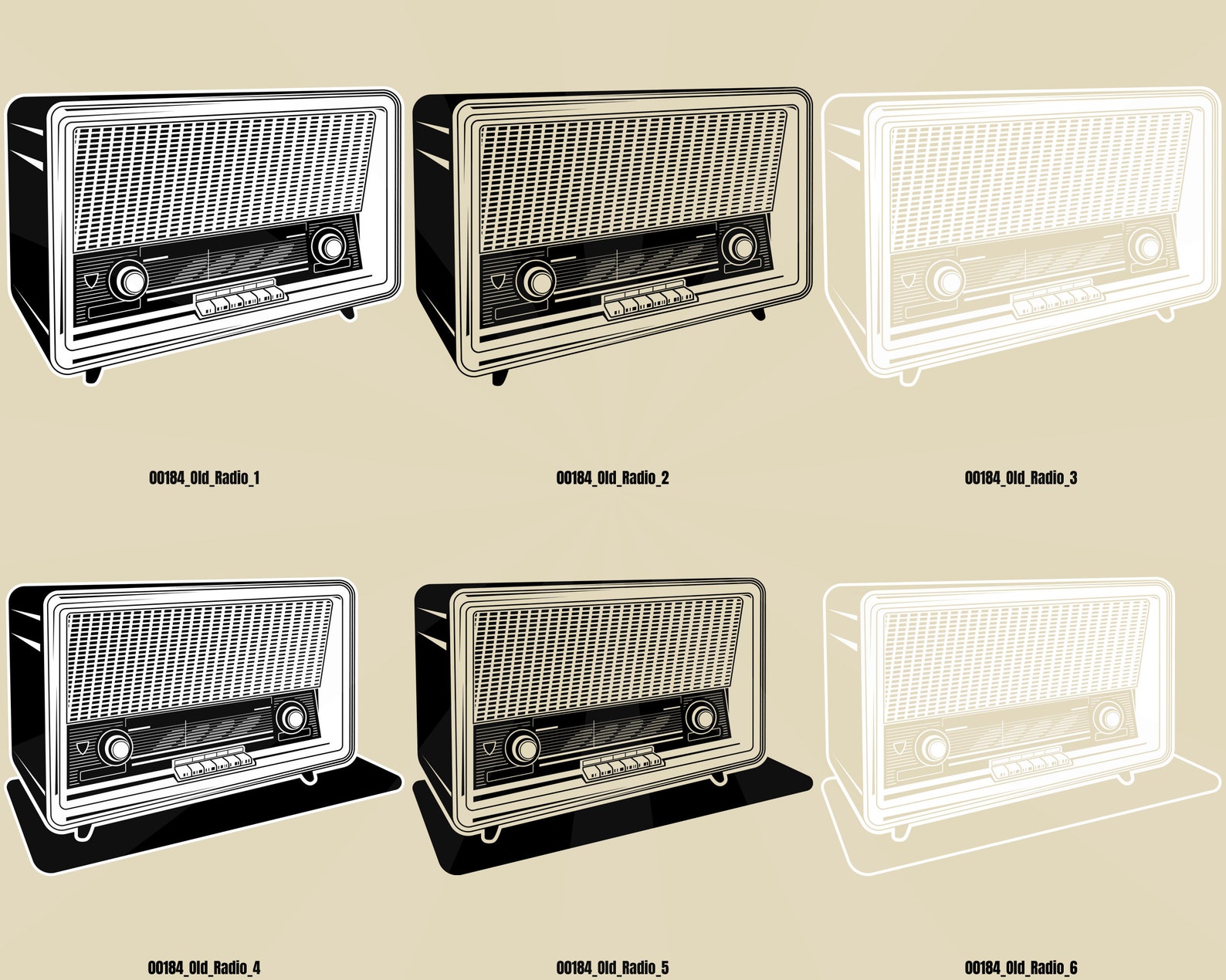 Antique Vintage Transistor Radio Set Art Logo .svg .png Vector for ...