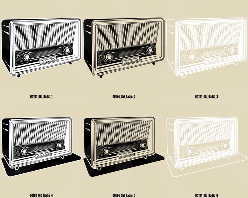 Antique Vintage Transistor Radio Set Art Logo .svg .png Vector for ...