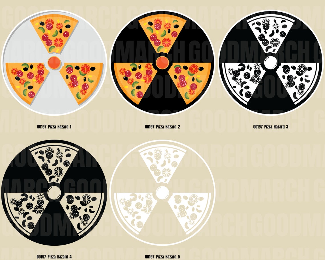 Pizza Hazard Nuclear Warning Sign Funny Digital Art Svg Png Vector for ...