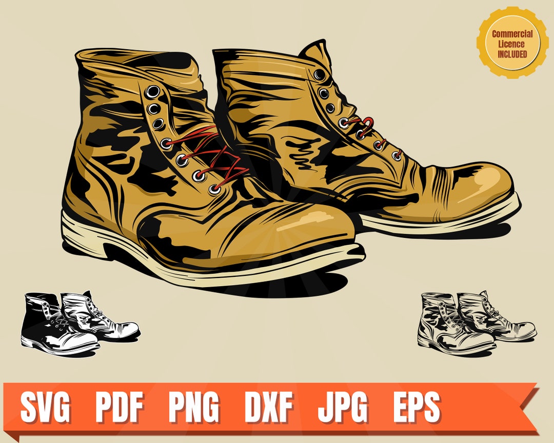 Old Good Dirty Working Boots Art Logo .svg .png Vector for Digital ...
