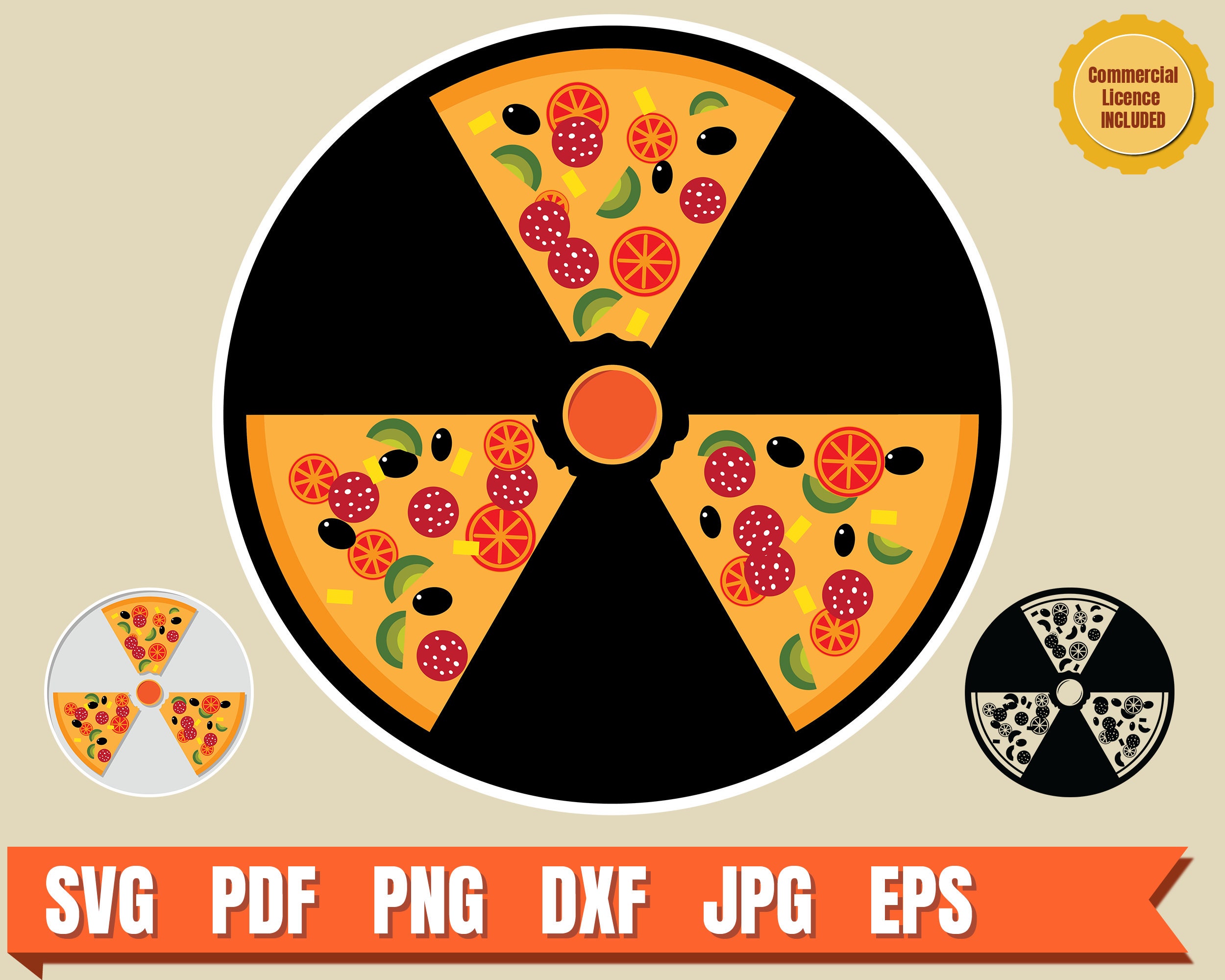 Pizza Hazard Nuclear Warning Sign Funny Digital Art Svg Png Vector for ...
