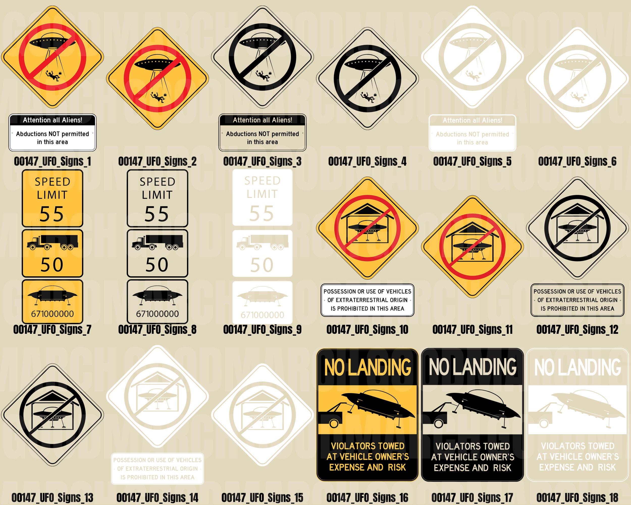 Funny Alien UFO Road Signs Ironic Logo .svg .png Vector for Digital ...