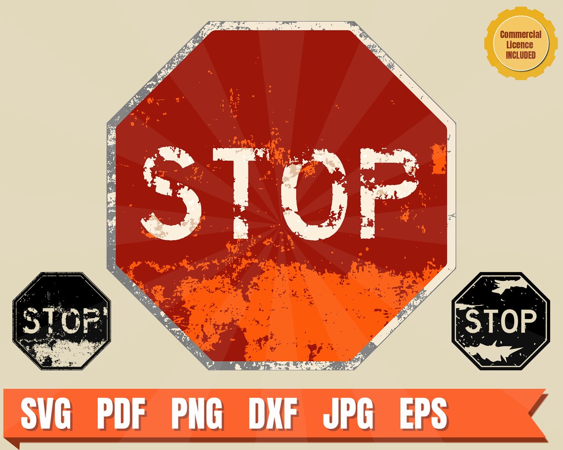 Old Rusty American Vintage Stop Sign .svg .png Vector Artwork for ...