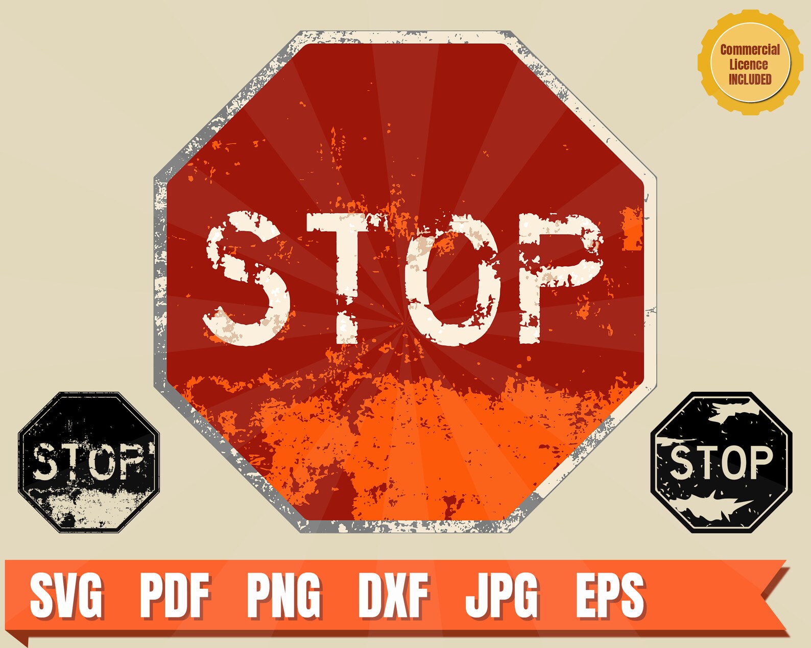 Old Rusty American Vintage Stop Sign .svg .png Vector Artwork for ...