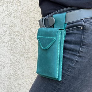 Double Leather Phones Holster: Two Phones Case & Belt Loop, Handmade ...