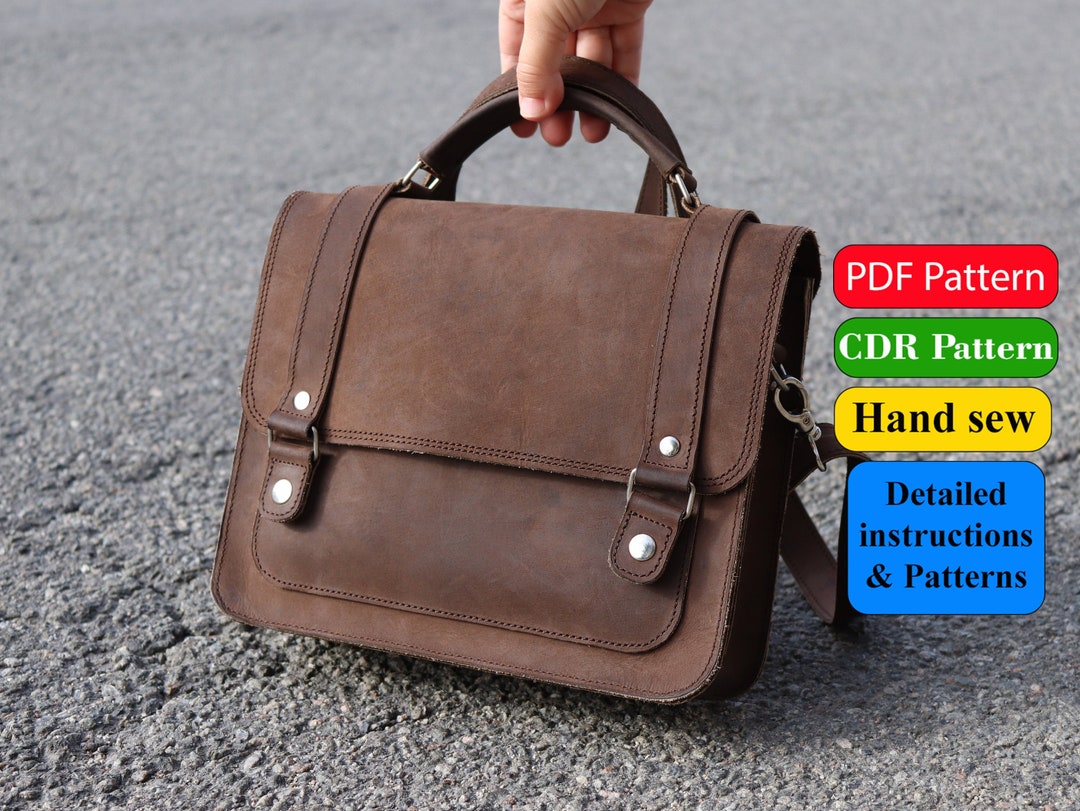 Leather Shoulder Bag PDF Pattern: DIY Documents Bag Template With Step ...