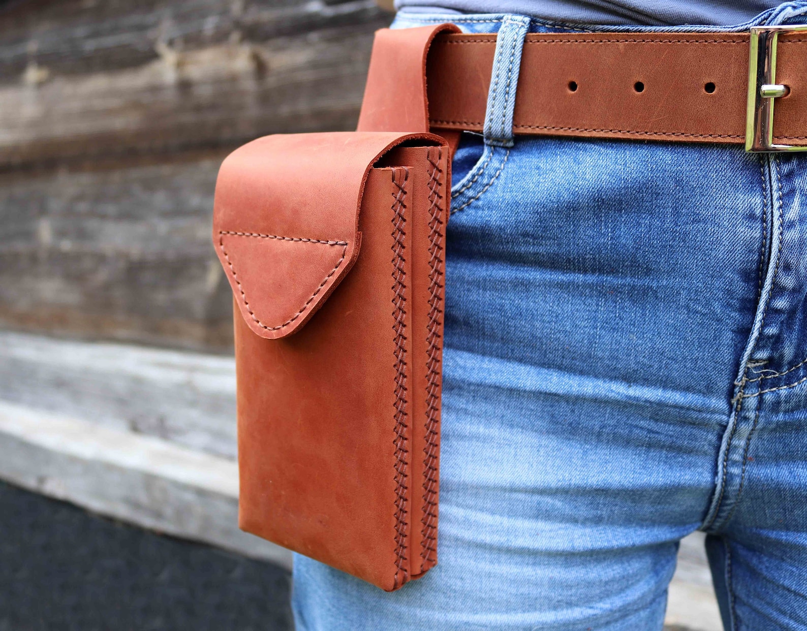 Double Leather Phones Holster/ Cell Phone Case With Belt Loop/ - Etsy