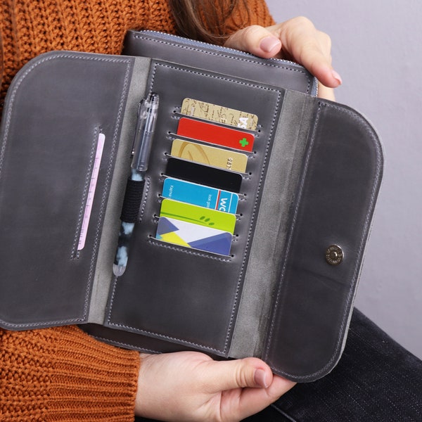 Leather Shoulder Wallet - Etsy