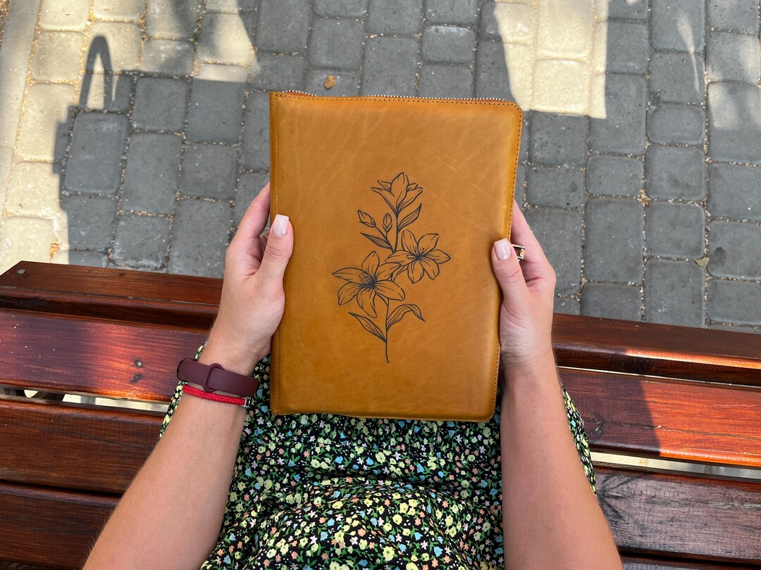 Custom Size Leather Book Cover: Personalized Cowhide Bible Sleeve ...