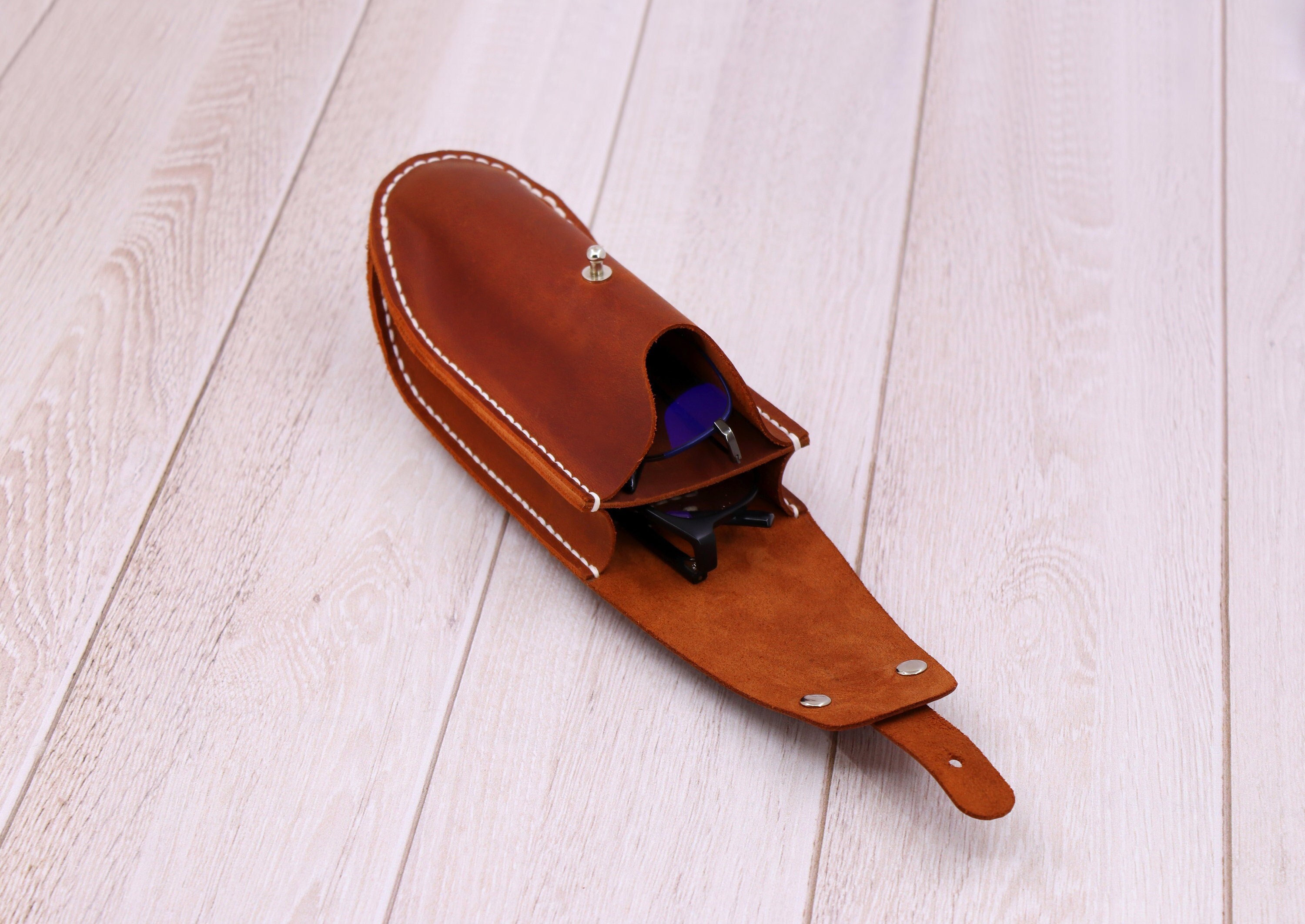 Double Handmade Leather Glasses Case Personalized Sunglasses Etsy