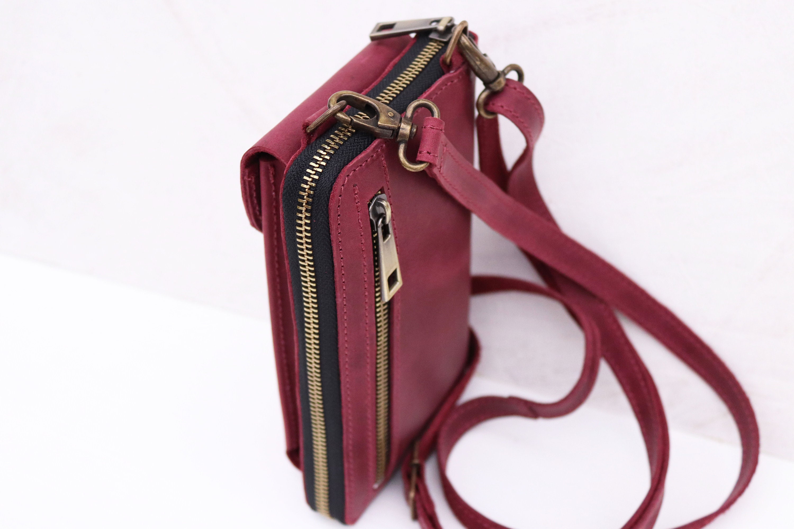 Leather Crossbody iPhone Case/ Zip Around Wallet/ iPhone Case | Etsy