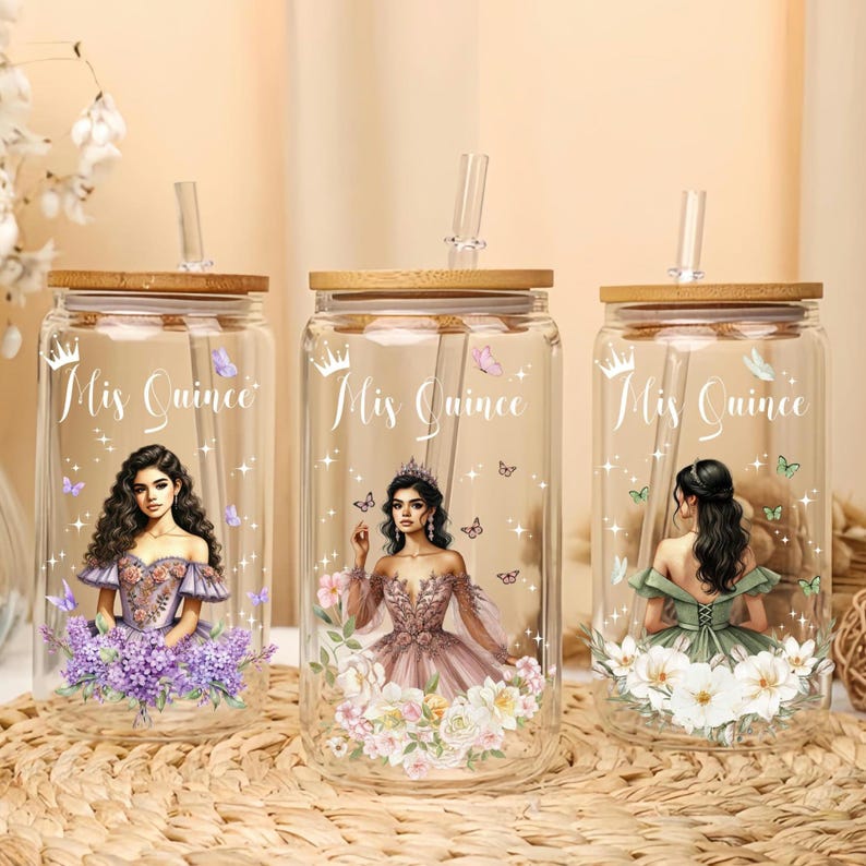 Quinceañera Glass Cup, Party Favor, Quince Design - Etsy
