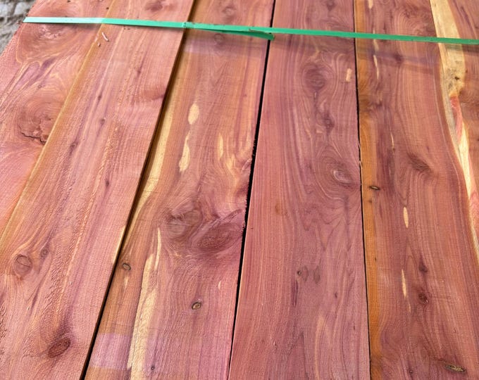 1" X 6" - Pack of 5 - B Grade - Rough Cut Eastern Red Cedar Aromatic ...