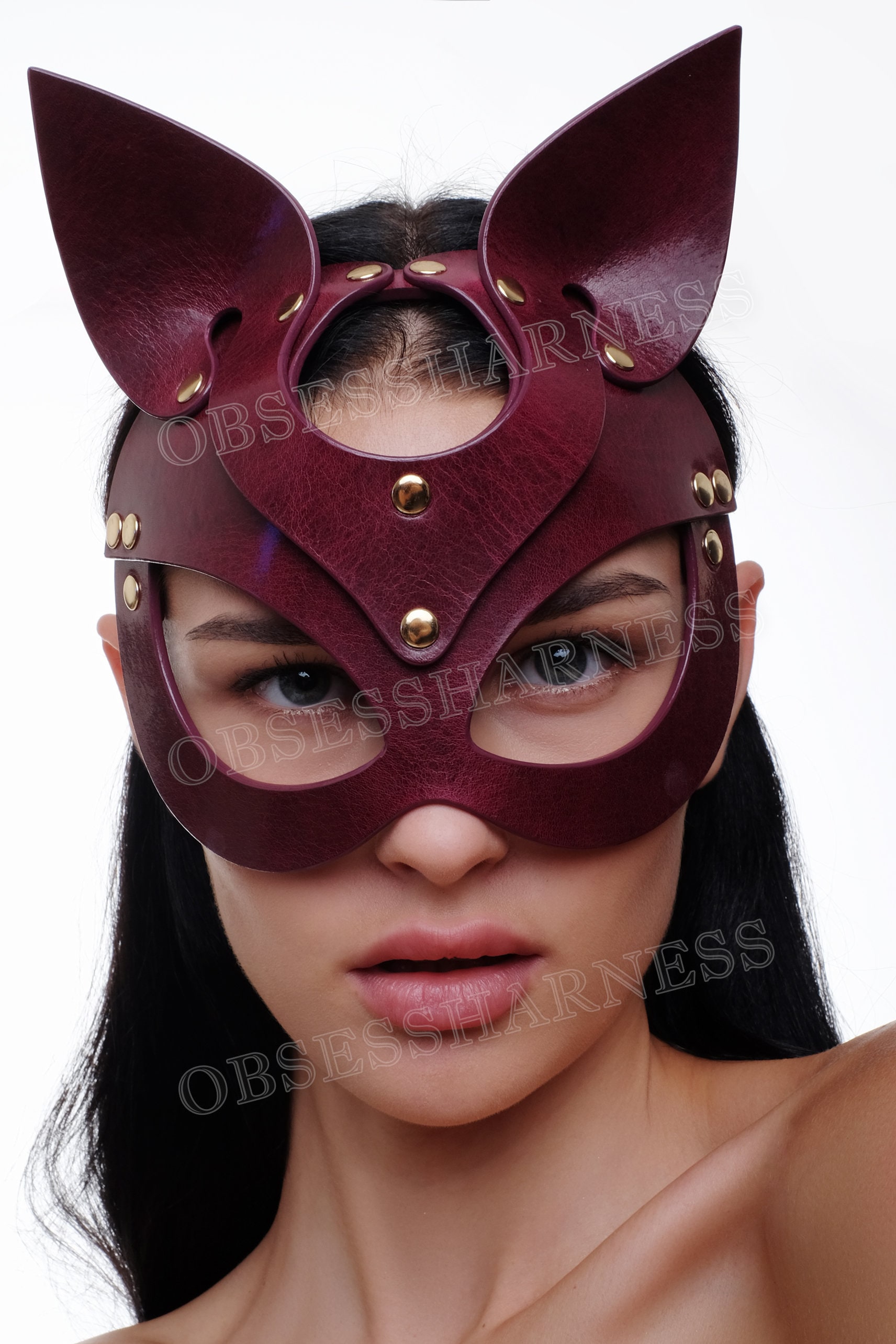 Sexy Cat Mask Leather Cat Mask Pink Catwoman Mask Kitty - Etsy