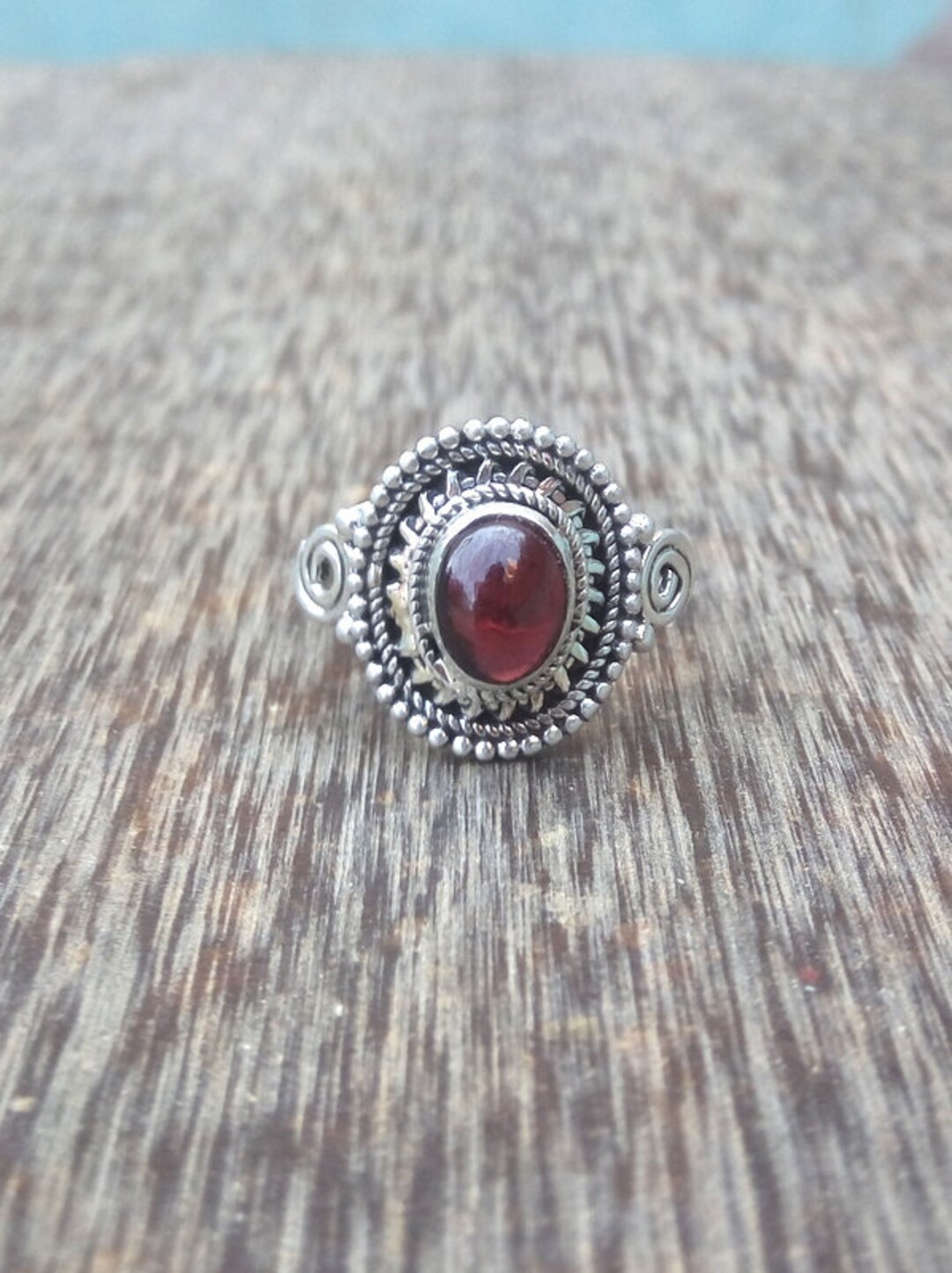 Silver Stone Ring/garnet Stone Ring/handmade Silver Stone Ring/ Silver ...